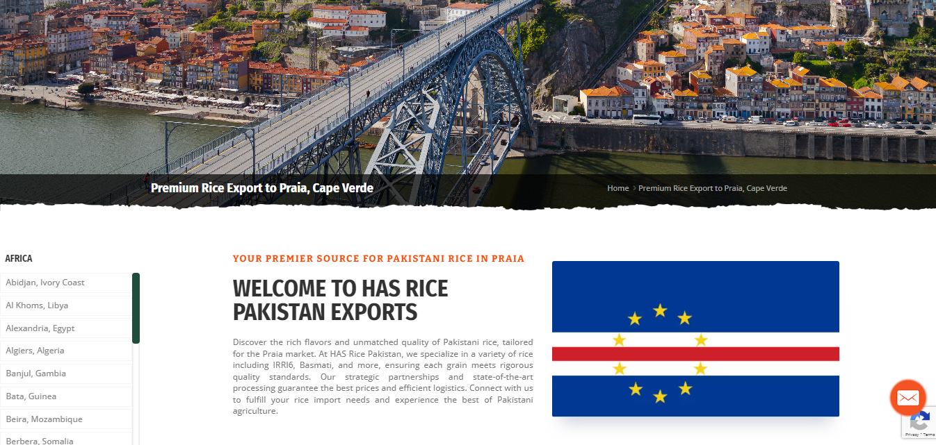 Premium Pakistani Rice Export to Praia, Cape Verde